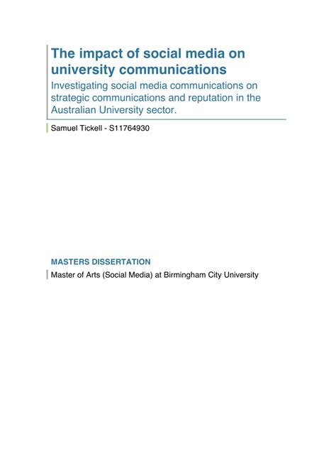 Pdf The Impact Of Social Media On University Communications