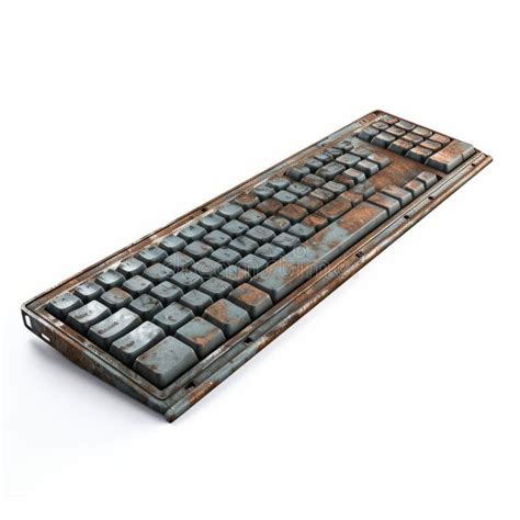 Distressed Keyboard On White Background A Rusty Debris In Octane
