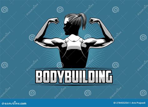 Female Bodybuilder Showing Arms And Back Muscles Stock Vector