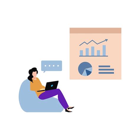 Premium Vector Girl Working On Chart Graph On Laptop