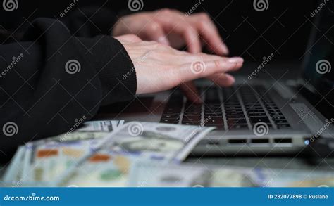 Girl Hacker Working On A Laptop Dolly Shot Close Up Stock Footage Video Of Data Screen