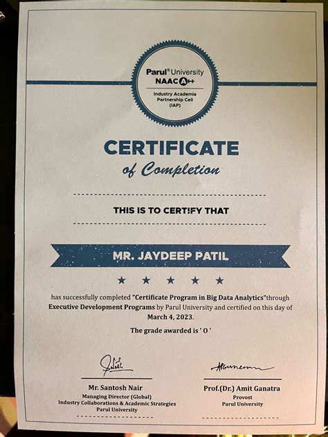 Jaydeep Patil On Linkedin Completed My Big Data Analytics Certification From Parul University