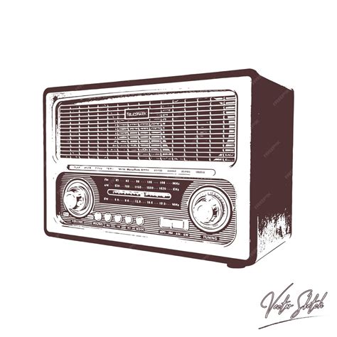 화이트 절연 복고풍 라디오 손으로 그린 스케치 벡터 일러스트 레이 션 프리미엄 벡터