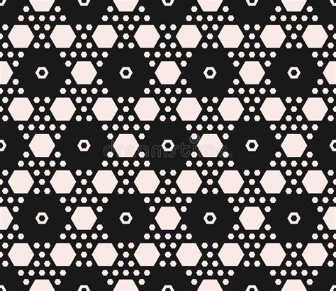 Vector Monochrome Texture Geometric Seamless Pattern With Hexagons Stock Vector Illustration