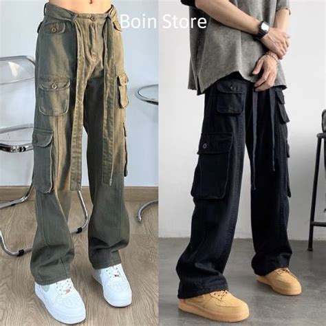 Quần Túi Hộp Nam Nữ Quần Cargo Pants Kaki ống Rộng Boin Unisex Hiphop