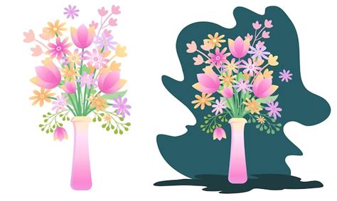 Premium Vector Pink Flower Bouquet In Vase