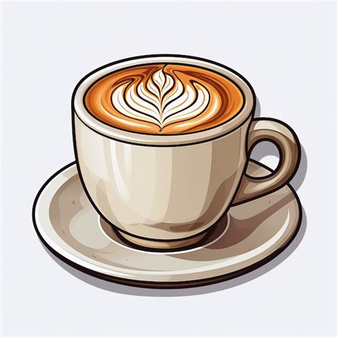 Adesivo Vetor Logotipo Caf Con Leche Vetor Fundo Branco Vetor Premium