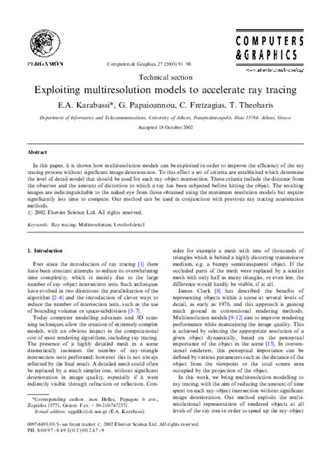 Pdf Exploiting Multiresolution Models To Accelerate Ray Tracing