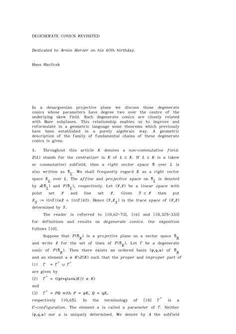 Pdf Degenerate Conics Revisited