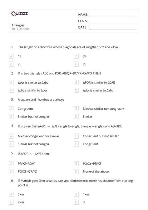 50 Triangles Worksheets For 9th Class On Quizizz Free And Printable