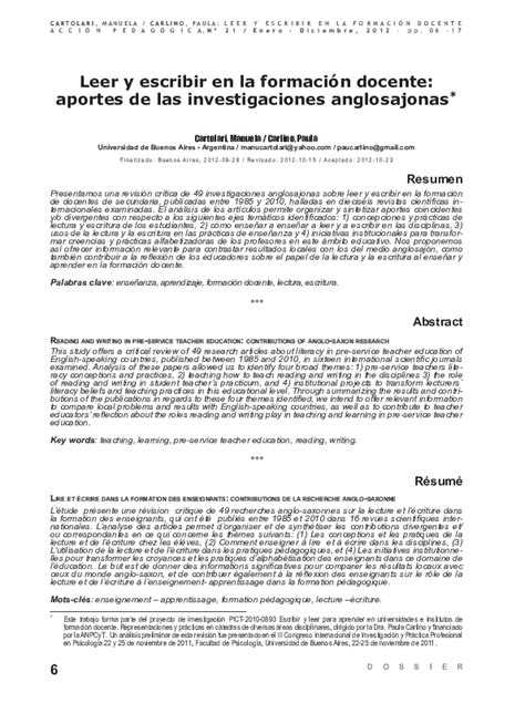 Pdf Leer Y Escribir En La Formación Docente