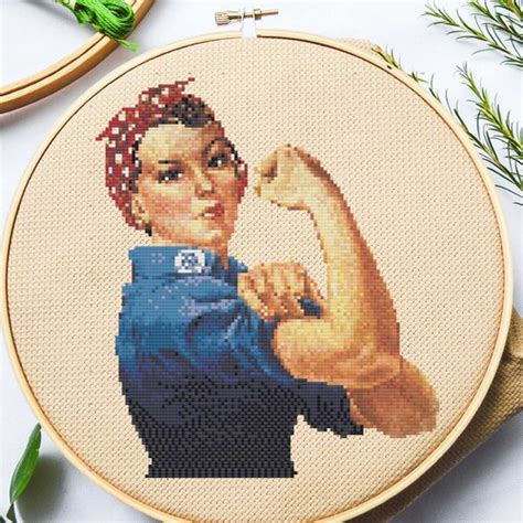 Rosie The Riveter Cross Stitch Etsy