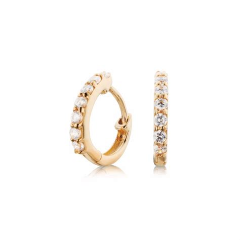 Small Solid Gold Diamond Huggie Hoop Earrings Lily And Roo Wolf And Badger
