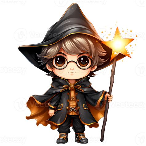 Cute Little Wizard Halloween Clipart Illustration Ai Generative