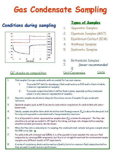 Gas Condensate Sampling Conditions During Sampling Types Of