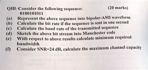 Solved Qiii Consider The Following Sequence 20 Marks 0100101011 A