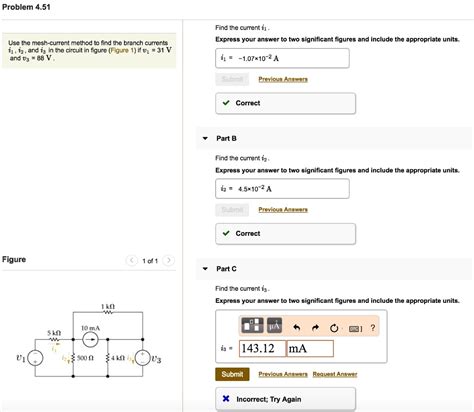 Solved Problem 451 Find The Current I1 Use The Mesh Current Method