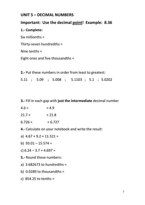 Decimal Numbers Free Interactive Worksheets 602446
