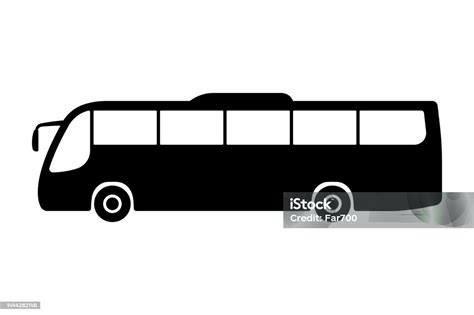 Big Passenger Tourist Bus Icon Black Silhouette Side View Vector Simple