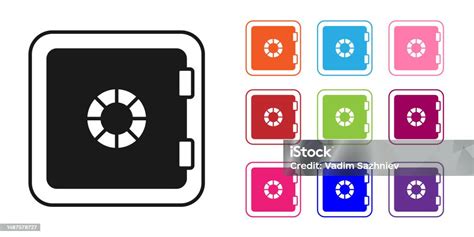 Icône Black Safe Isolée Sur Fond Blanc La Porte Coffrefort Dun