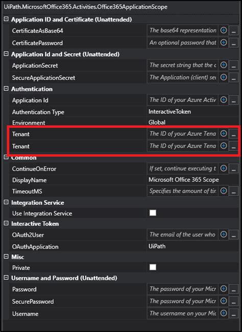 Bug Microsoft Office 365 Scope Missing Services Parameter Activities Uipath Community Forum