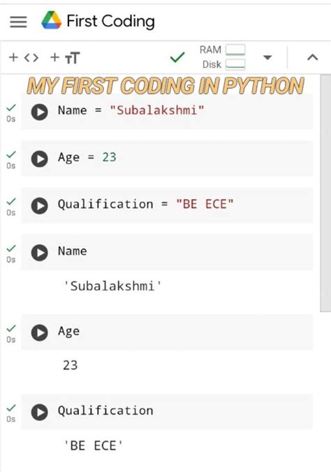 Python First Coding Experience Subalakshmi R