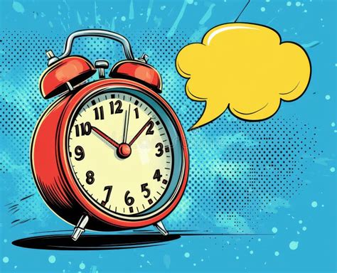Cartoon Alarm Clock With Empty Speech Bubble On Vibrant Blue Pop Art
