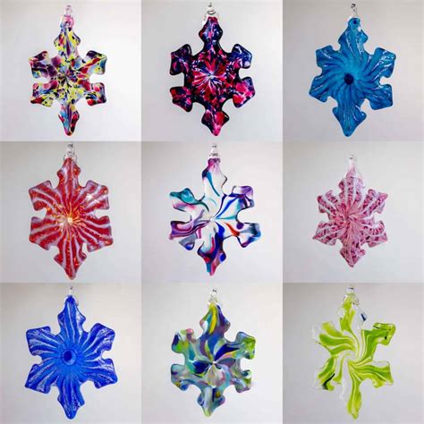 Snowflake Ornaments Handblown Glass T Holiday Decor