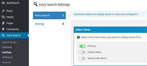Display Search Form In Menu Ivory Search