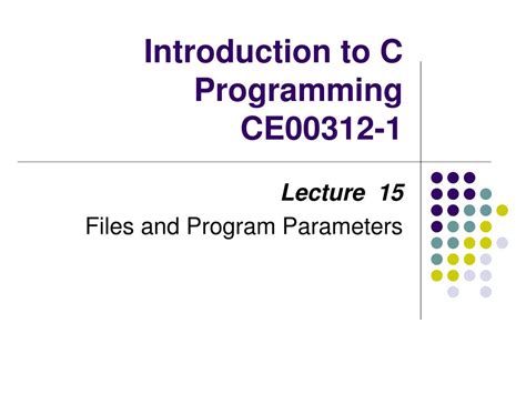 Ppt Introduction To C Programming Ce00312 1 Powerpoint Presentation
