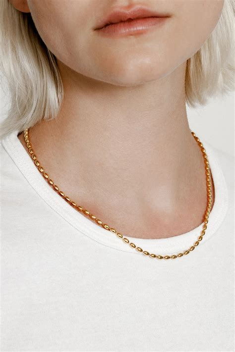Wolf Circus Gold Kai Layering Oval Bead Chain Necklace Pipe And Row