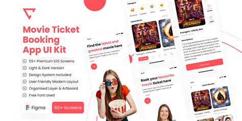 movie ticket booking app ui kit community figma