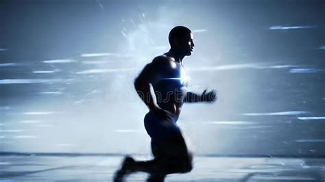 Running Man With Beating Heart In Blue Light A 3d Medical Health Lifestyle Concept Glowing With