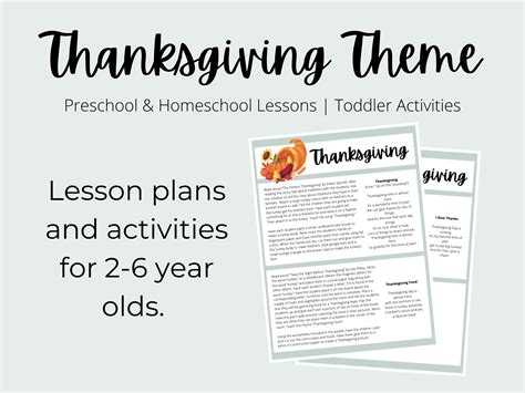 Thanksgiving Theme Preschool Curriculum Bundle Homeschool Lesson Plan