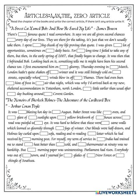 Articles A An The Zero Article Live Worksheets