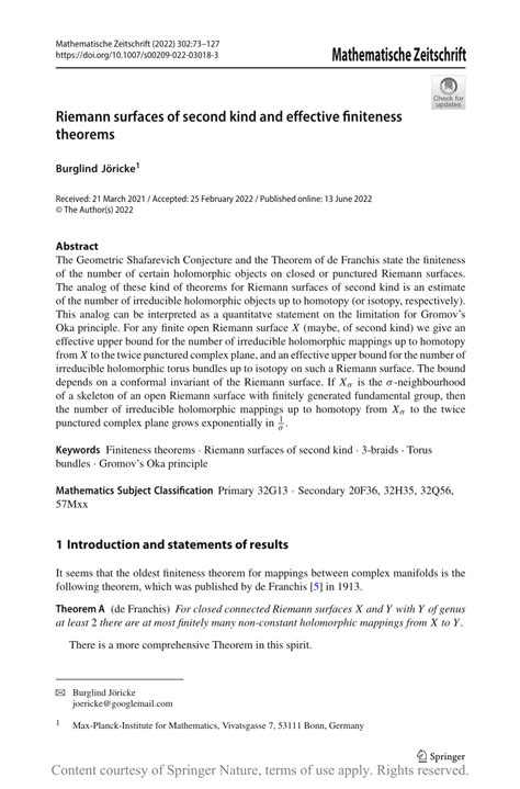 Pdf Riemann Surfaces Of Second Kind And Effective Finiteness Theorems