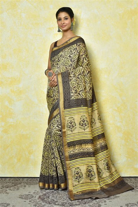 Buy Nazaakat By Samara Singh Multi Color Pure Maheshwari Silk Blossom