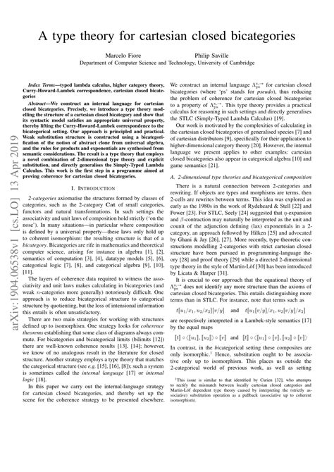 Pdf A Type Theory For Cartesian Closed Bicategories