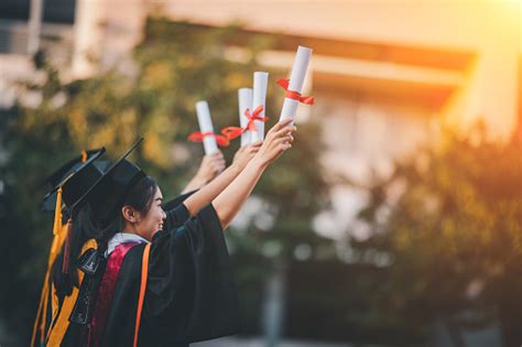 대학 졸업 증명서를 들고 검은 모자를 쓰고 졸업생 개념 교육 축하 졸업식 대학의 졸업생을 축하했다 25 29세에 대한 스톡 사진 및 기타 이미지 Istock