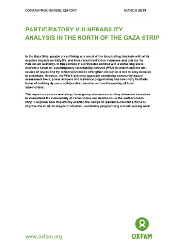 Participatory Vulnerability Analysis In The North Of The Gaza Strip
