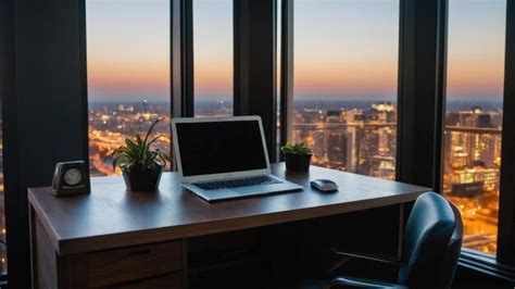 Premium Photo Modern Office Desk With Computer Displaying World Map