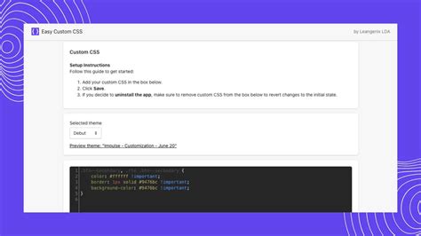 Easy Custom Css Add Custom Css Code To Any Available Theme On Your Shopify App Store