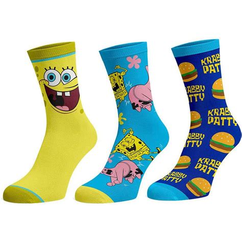 Spongebob Squarepants Patrick Krabby Patty 3 Pack Socks Spongebob