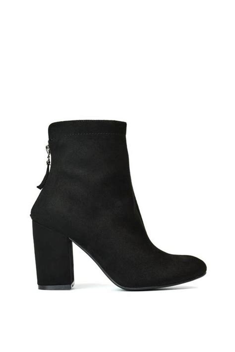 Boots Evia Zip Up Mid Block Heel Sock Ankle Boots Xy London