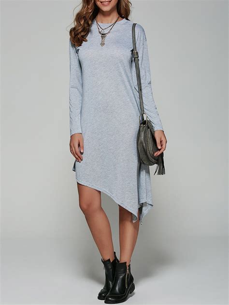 32 Off Autumn Asymmetric Long Sleeve Casual Dress Rosegal