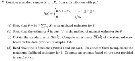 Solved Consider A Random Sample X Xn From A Chegg