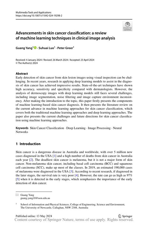 Pdf Advancements In Skin Cancer Classification A Review Of Machine