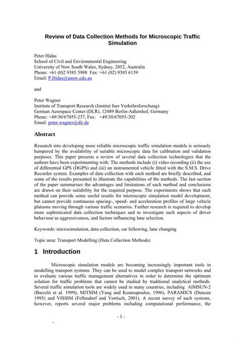 pdf review of data collection methods for microscopic simulation