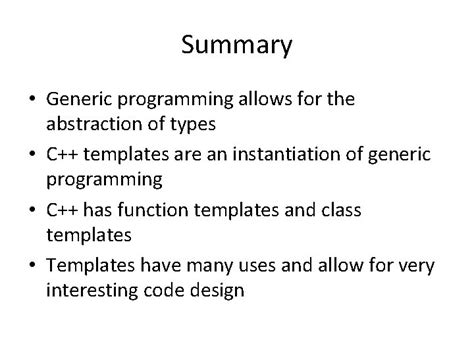 templates in c generic programming programmingdeveloping algorithms with