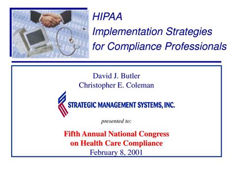 HIPAA Implementation Strategies For Compliance Professionals Ppt Download